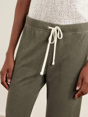 JAMES PERSE Cropped Brushed Cotton-terry Track Pants