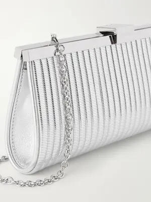 AQUAZZURA Heatwave Metallic Leather Clutch - Silver