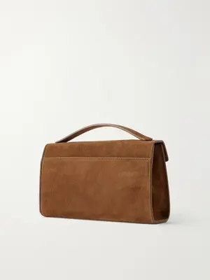 AQUAZZURA Alex Suede Clutch Bag - Brown