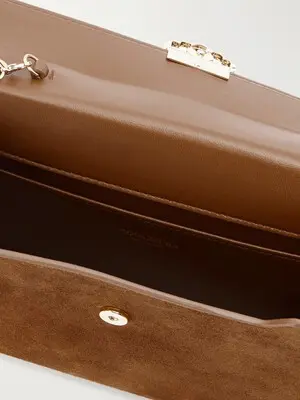 AQUAZZURA Alex Suede Clutch Bag - Brown