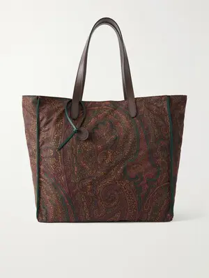 Etro Printed Leather-trimmed Shell Tote Bag
