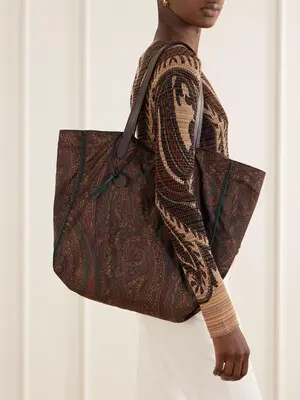 Etro Printed Leather-trimmed Shell Tote Bag