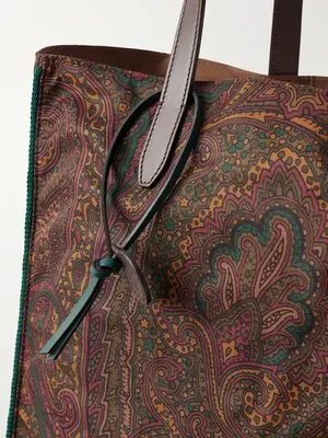 Etro Printed Leather-trimmed Shell Tote Bag