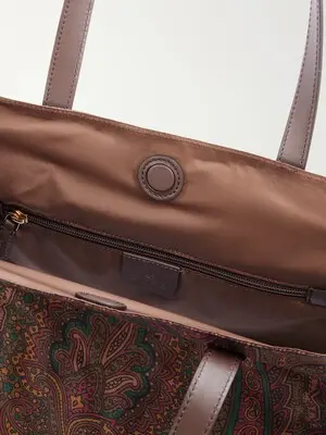 Etro Printed Leather-trimmed Shell Tote Bag