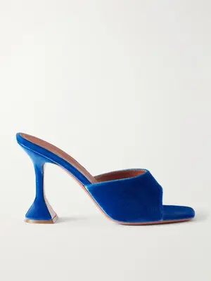 Amina Muaddi Lupita 95 Velvet Mules - Blue