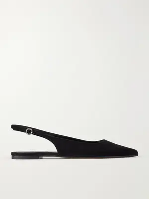 AeydĒ Annora Suede Slingback Flats - Black
