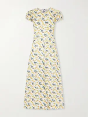 DÔEN Rhodia Floral-print Organic Cotton Midi Dress - Neutrals