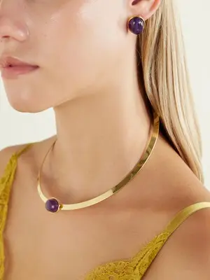 JENNIFER BEHR Elaine Gold-tone Amethyst Earrings