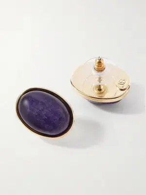 JENNIFER BEHR Elaine Gold-tone Amethyst Earrings