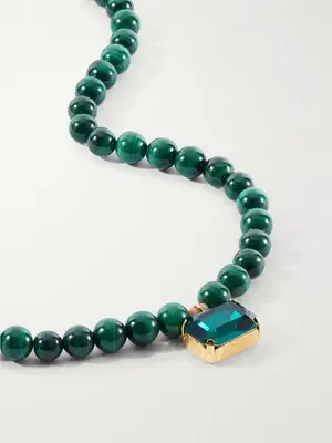 JENNIFER BEHR Sidonie Gold-tone Malachite And Crystal Necklace