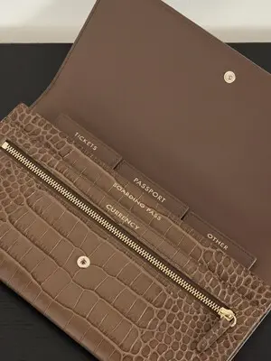 Smythson Mara Croc-effect Leather Jewelry Case