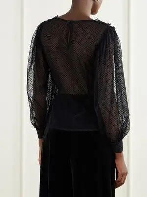Loretta Caponi Lilly Lace-trimmed Organza Blouse
