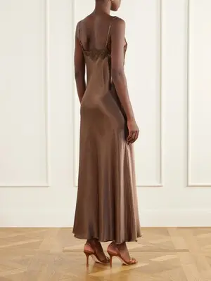 Loretta Caponi Grimilde Lace-trimmed Silk Maxi Dress