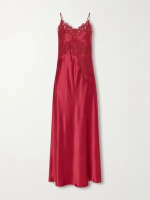 Loretta Caponi Grimilde Lace-trimmed Silk Maxi Dress