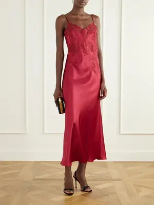 Loretta Caponi Grimilde Lace-trimmed Silk Maxi Dress