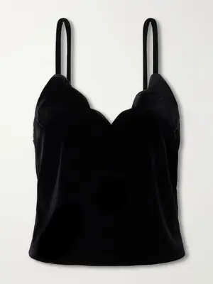 Loretta Caponi Pyrite Scalloped Velvet Cami