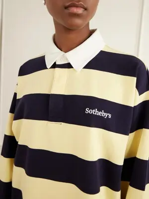 FRAME Sotheby's Striped Cotton-jersey Polo Sweater