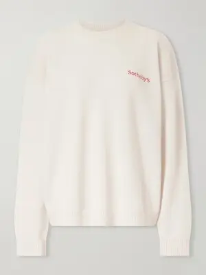 FRAME Sotheby's Logo-embroidered Cashmere Sweater - Neutrals
