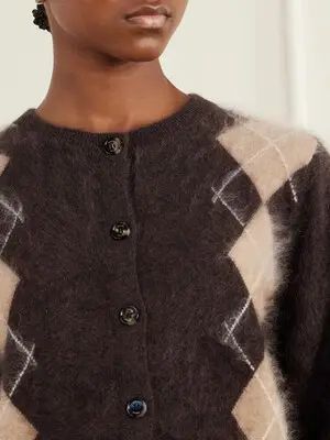 Arch4 Arlo Argyle Brushed Cashmere Cardigan