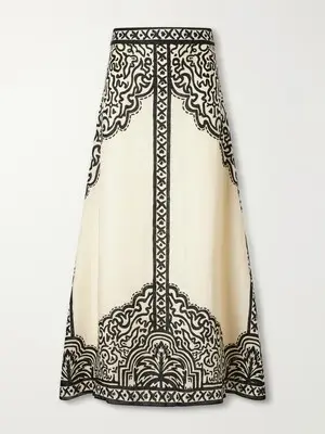 Johanna Ortiz Loose Horizon Printed Linen Maxi Skirt - Neutrals