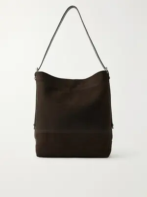 LEMAIRE Belted Nubuck Leather Tote - Brown