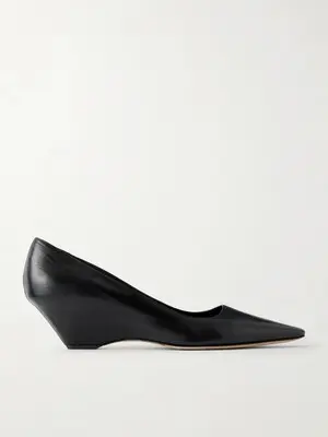 THE ROW Liisa Leather Wedge Pumps