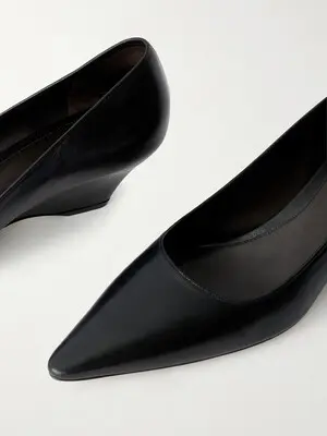 THE ROW Liisa Leather Wedge Pumps