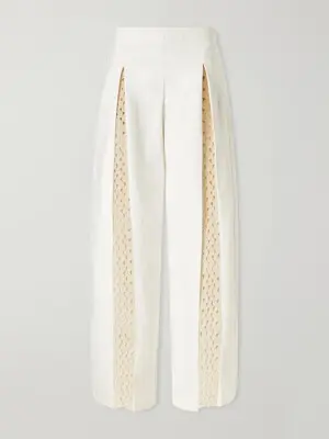 Escvdo Cielo Pleated Cotton Wide-leg Jeans
