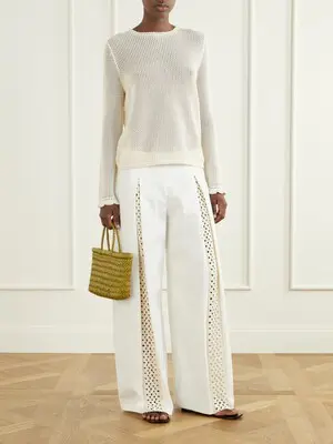 Escvdo Cielo Pleated Cotton Wide-leg Jeans