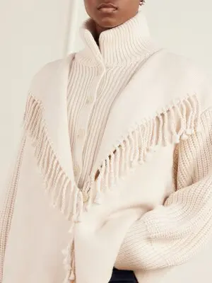 FRAME Fringed Wool Cardigan