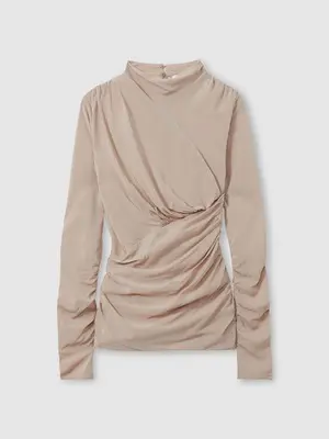 REISS Eleni Ruched Long Sleeve Top