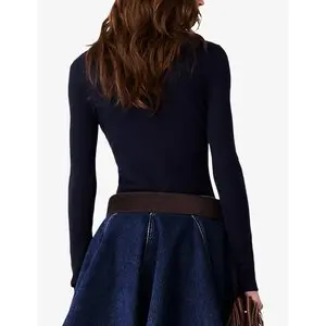 Maje High-neck Slim-fit Wool And Silk Jumper