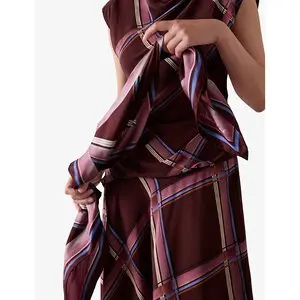 Whistles Checked Square Silk Scarf