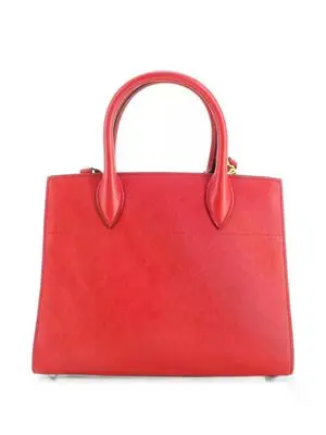 Prada Bibliotheque Saffiano And City Calf Tote Bag - Red