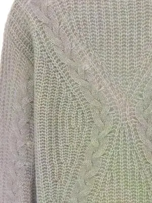Hemisphere Cable-knit Open-knit V-neck Sweater