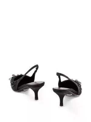 Prada Embroidered Satin Slingback Pumps