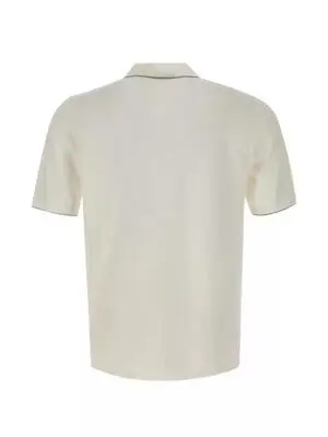KANGRA Contrast-trim Open-collar Polo Shirt - Neutrals