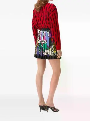 Versace Printed Silk-twill Pleated Mini Skirt