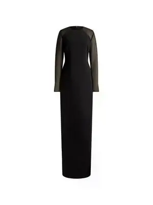 Ralph Lauren Georgette-trim Long-sleeve Maxi Dress