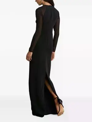 Ralph Lauren Georgette-trim Long-sleeve Maxi Dress