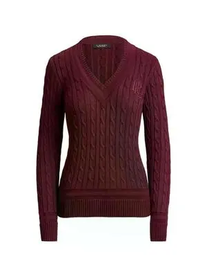 Ralph Lauren Cable-knit Monogram-embroidered V-neck Jumper