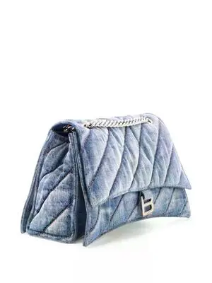 Balenciaga Crush Chain Flap Bag Quilted Denim Medium Shoulder Bag