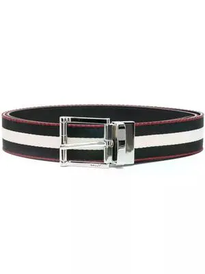 Bally Striped Buckle-fastening Belt - Black
