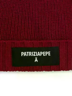 Patrizia Pepe Logo-patch Ribbed-knit Beanie Hat