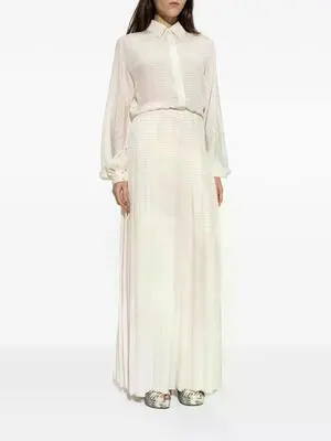 Fendi Ivory Silk Crêpe Pleated Shirt Dress
