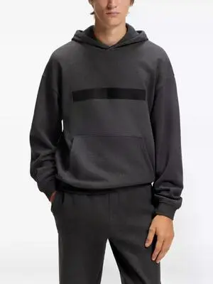 Hugo Relaxed-fit Cotton Terry Hoodie With Wide-set Logo - Grey