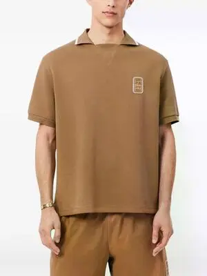 Lacoste Logo-patch V-neck Polo Shirt - Neutrals