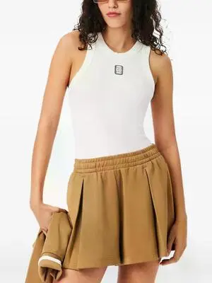 Lacoste Sleeveless Slim-fit Ribbed-knit Top With Emblem Detail - White