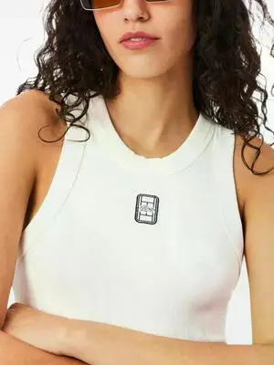 Lacoste Sleeveless Ribbed-knit Top With Emblem