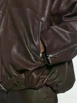 EMMETI Belted Oversized Leather Jacket